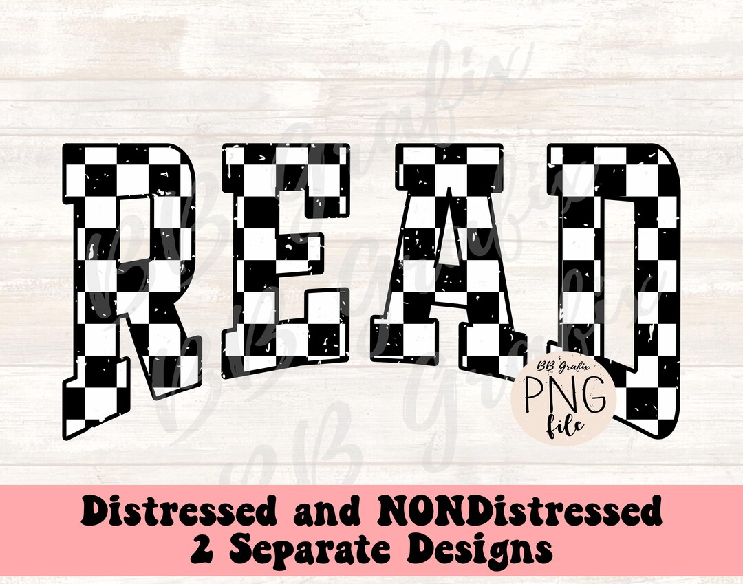 Digital Png File Read Distressed Checker Printable Sticker Sublimation ...