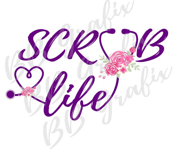Digital Png File Scrub Life Floral Purple & Pink | Etsy