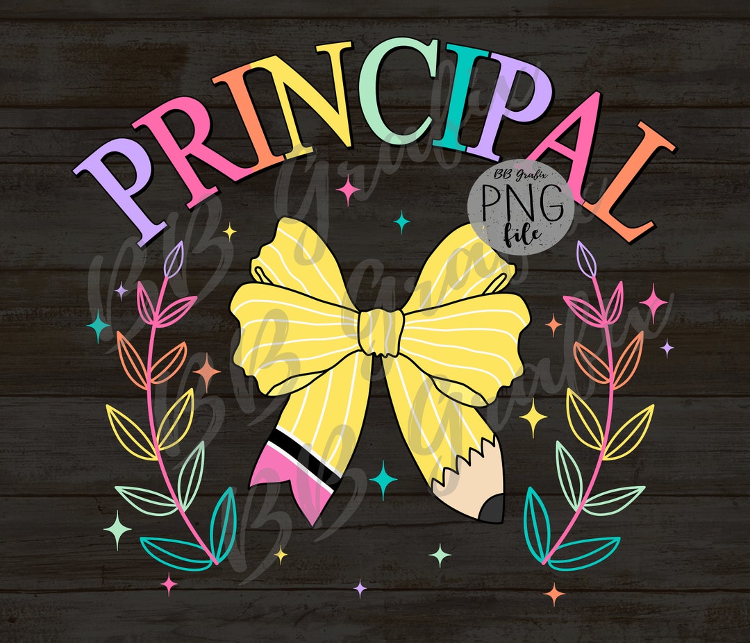 Digital Png File Principal Pencil Coquette Bow Back to School Trendy ...
