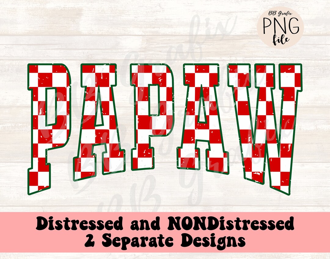 Digital Png File Papaw Distressed Checker Retro Christmas Printable ...