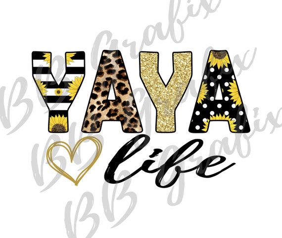 Digital Png File Yaya Life Yellow Sunflower Black | Etsy