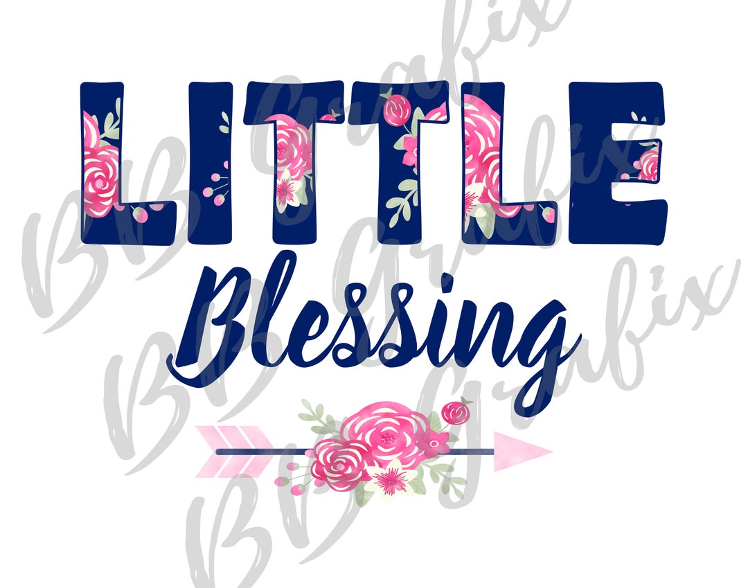 Digital Png File Little Blessing Floral Navy Blue & Dark Pink Babies ...