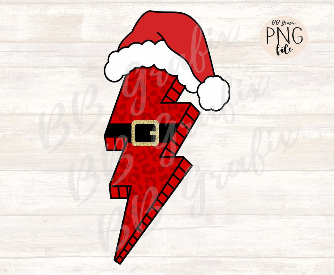 Digital Png File Christmas Lightning Bolt Cheetah Leopard Santa Hat ...