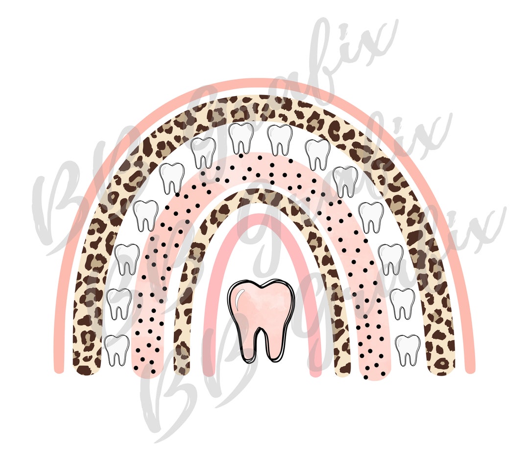 Digital Png File Dental Rainbow Tooth Teeth Cheetah Leopard Dentist ...