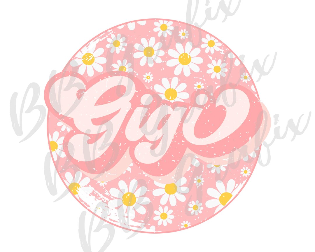 Digital Png File Gigi Distressed Circle Retro 70's Blush Daisy Daisies ...
