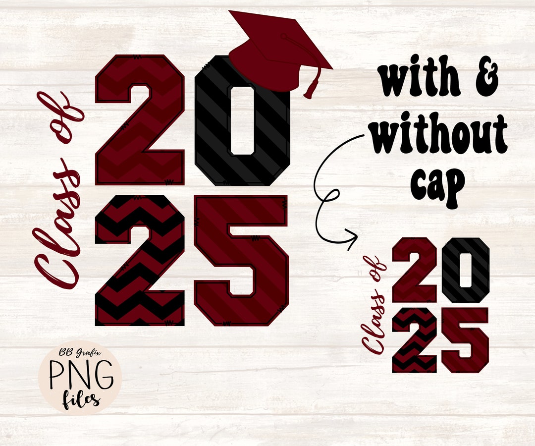Digital Png File Class of 2025 Burgundy Black Grad Cap Hat Printable ...