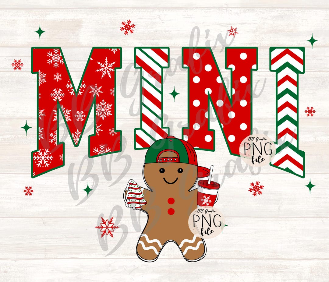 Digital Png File Mini Gingerbread Boy Ball Cap Hat Straw Cup Christmas ...