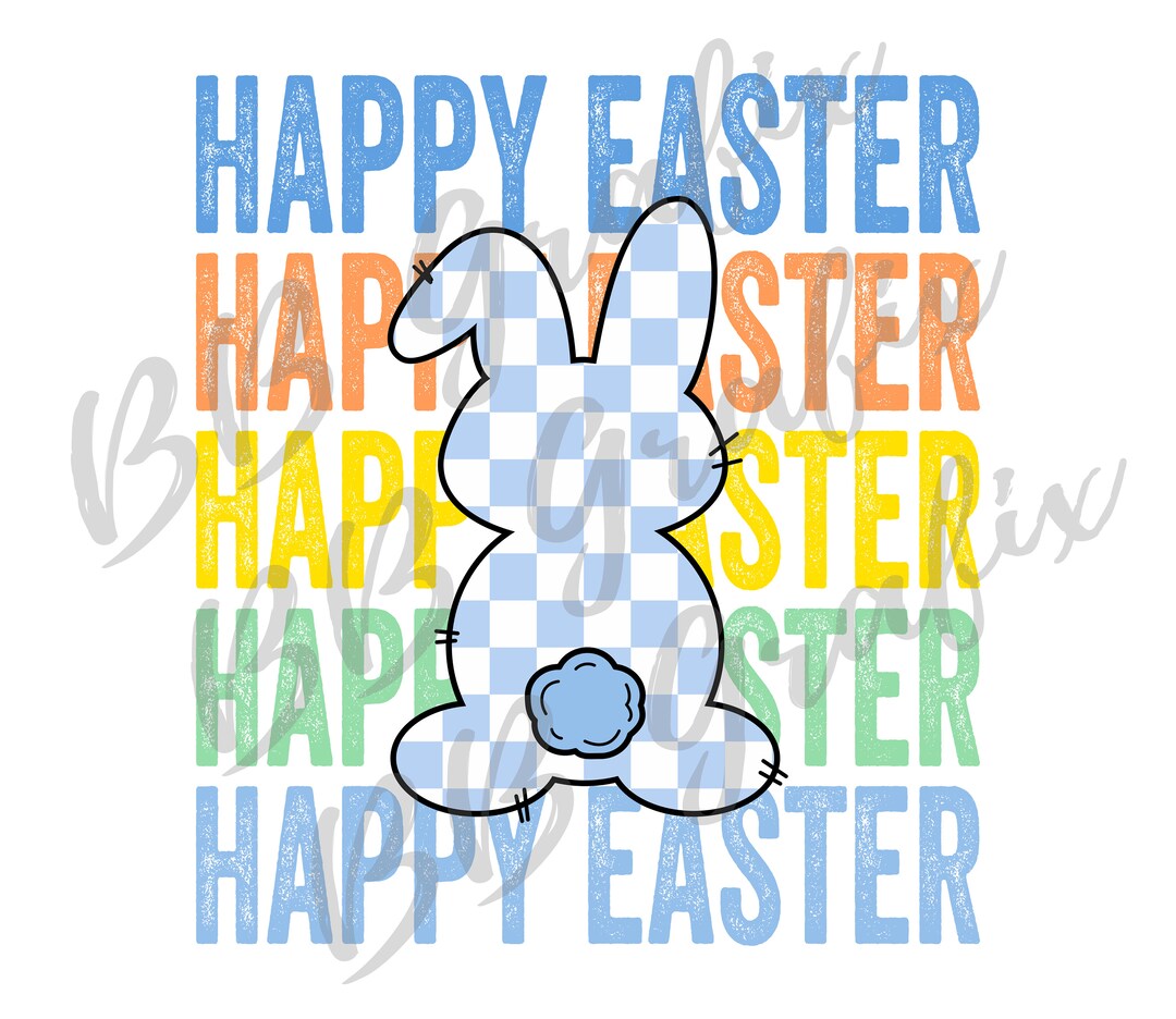Digital Png File Happy Easter Stacked Checker Boy Bunny Rabbit ...