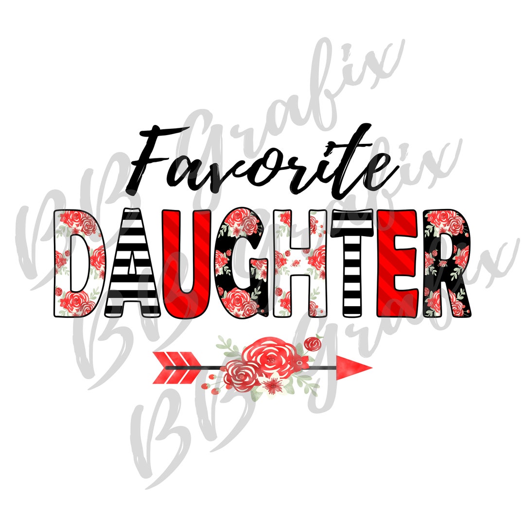 Digital Png File Favorite Daughter Floral Stripes Red & Black ...