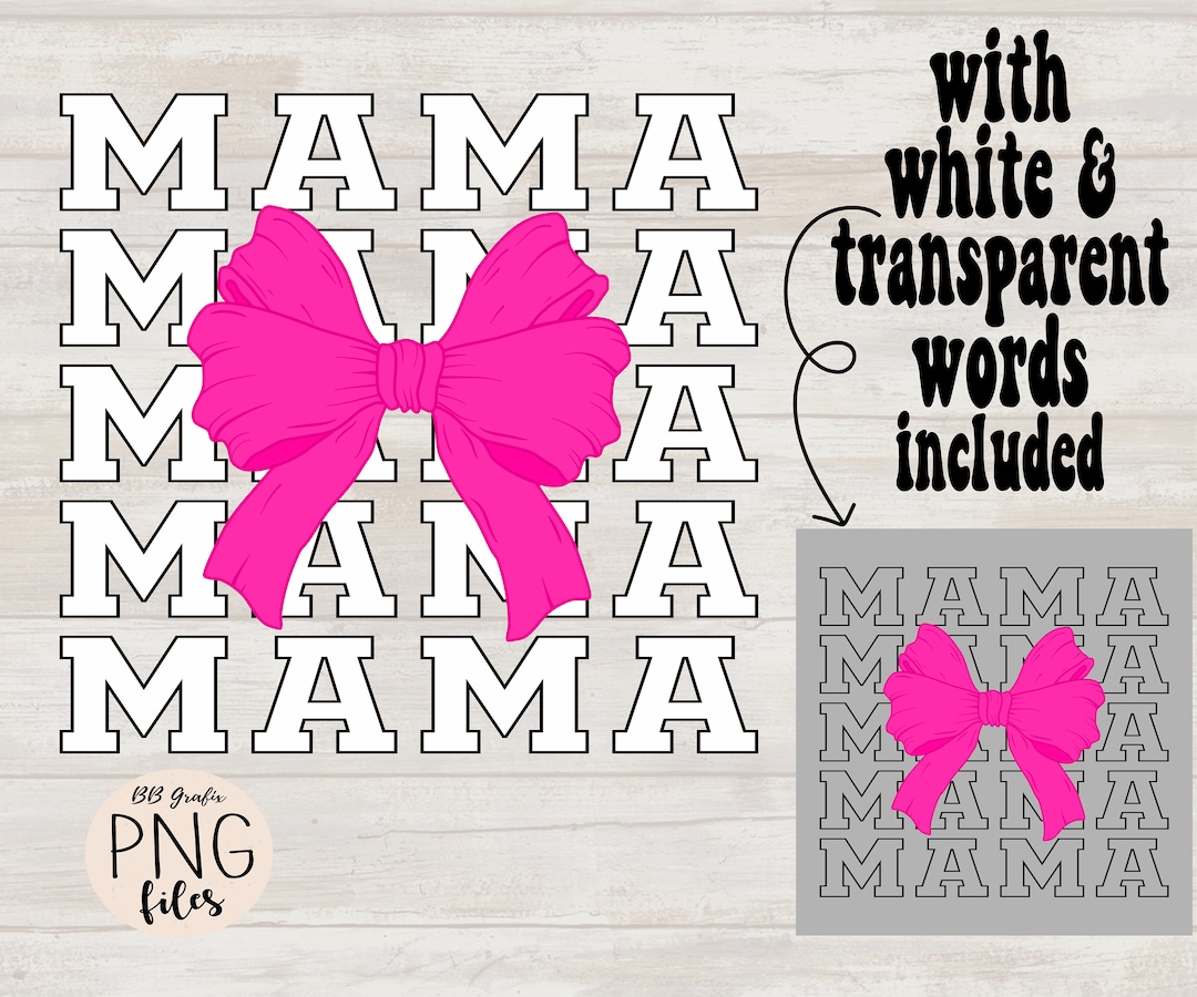 Digital Png File Mama Stacked Coquette Bow Pink Printable Sticker Clip ...