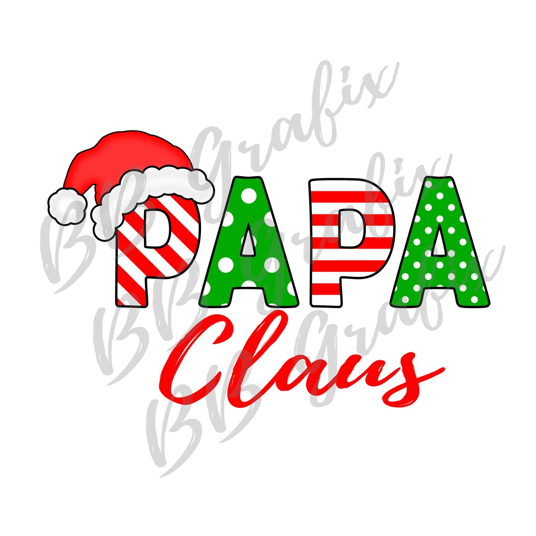 Digital Png File - Papa Claus - Red & Green - Christmas Holiday - Santa ...