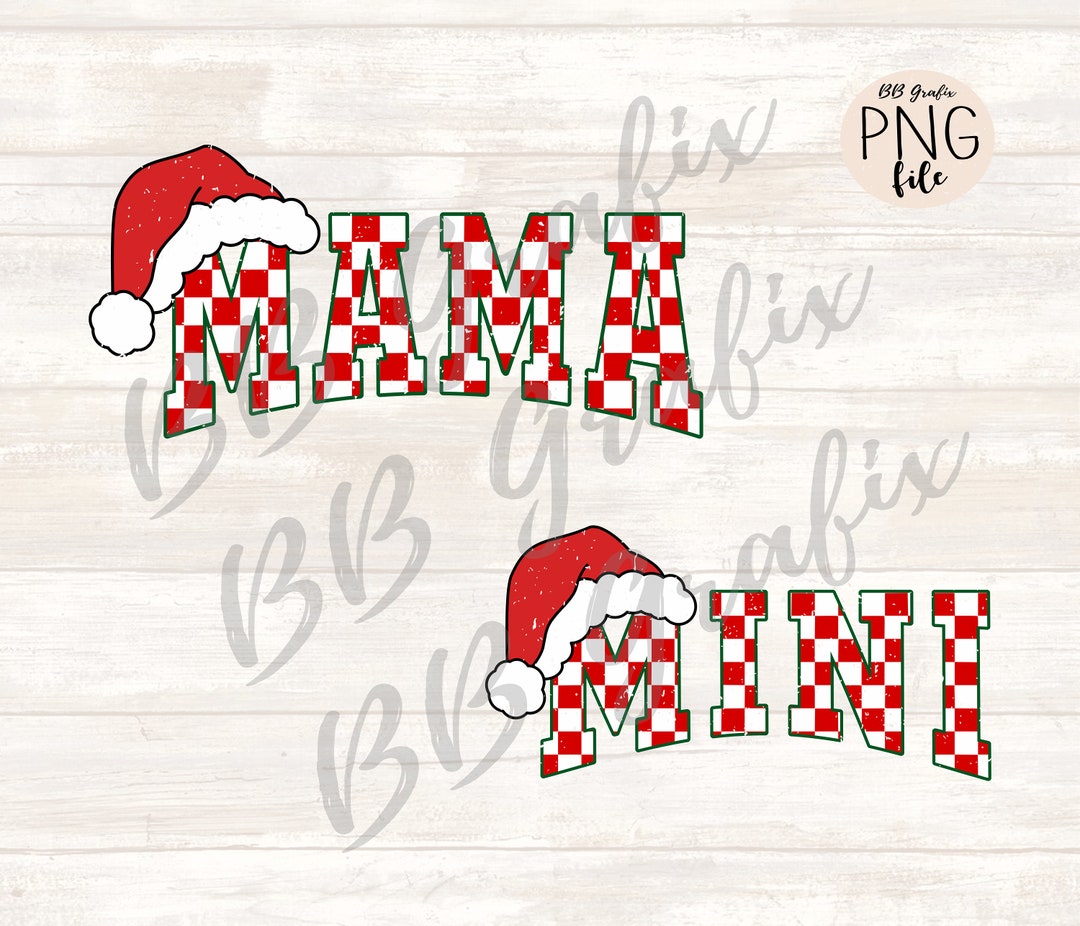 Digital Png File 2 Separate Designs Mama Mini Christmas Red Checker ...