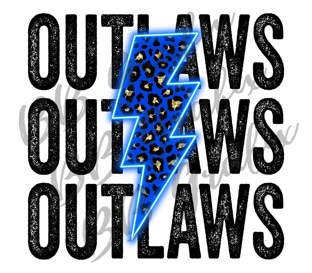 Digital Png File Outlaws Blue Stacked Cheetah Leopard Neon Lightning ...