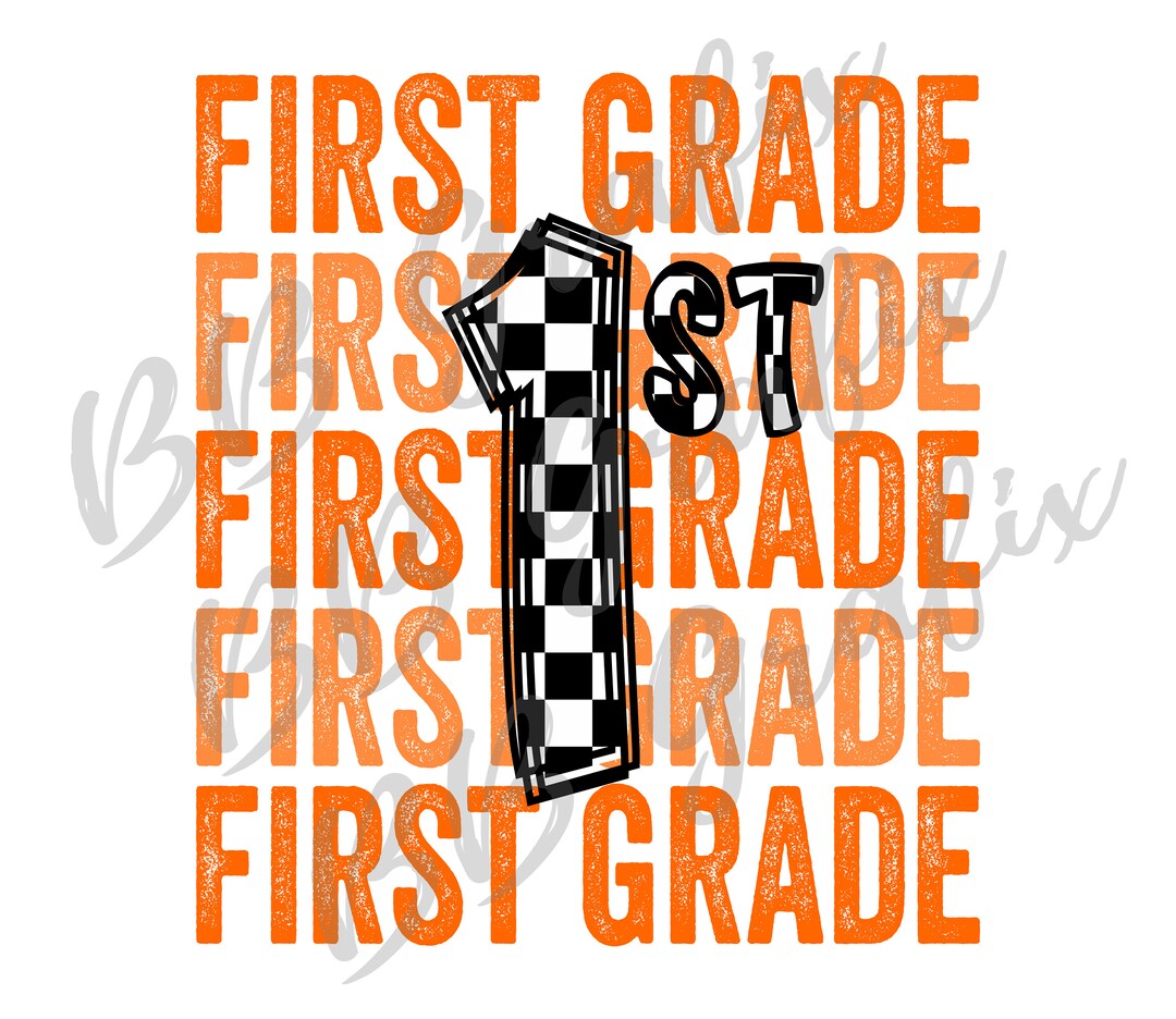 Digital Png File 1st Grade 1 First Stacked Checker Boy Unisex Back to ...