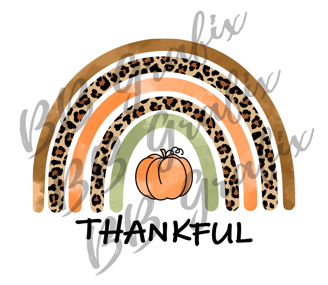 Digital Png File Pumpkin Rainbow Fall Thanksgiving Thankful Watercolor ...