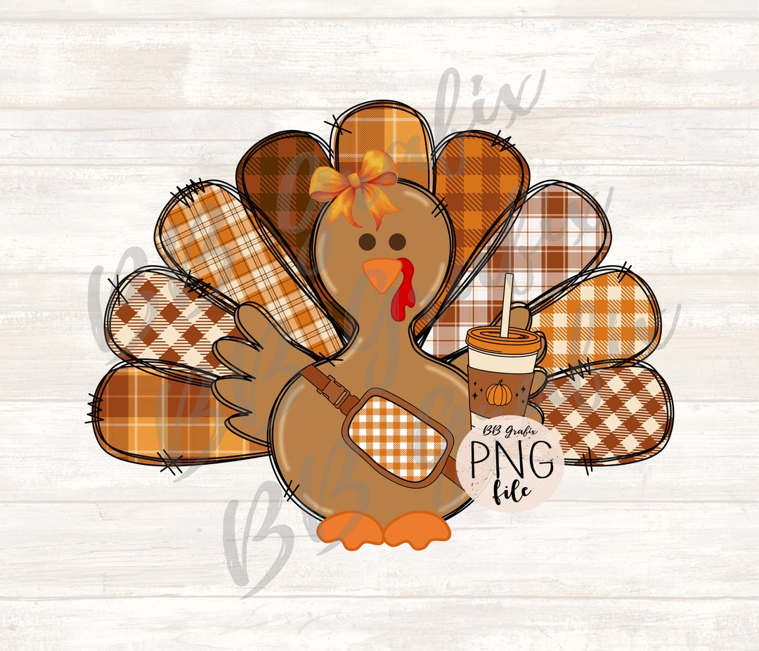Digital Png File Girl Turkey Bag Cup Boujee Bow Plaid Flannel ...
