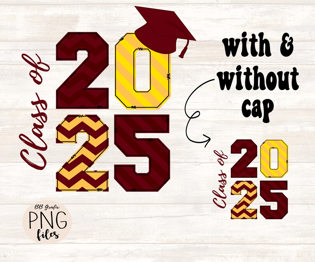 Digital Png File Class of 2025 Burgundy Yellow-gold Grad Cap Hat ...
