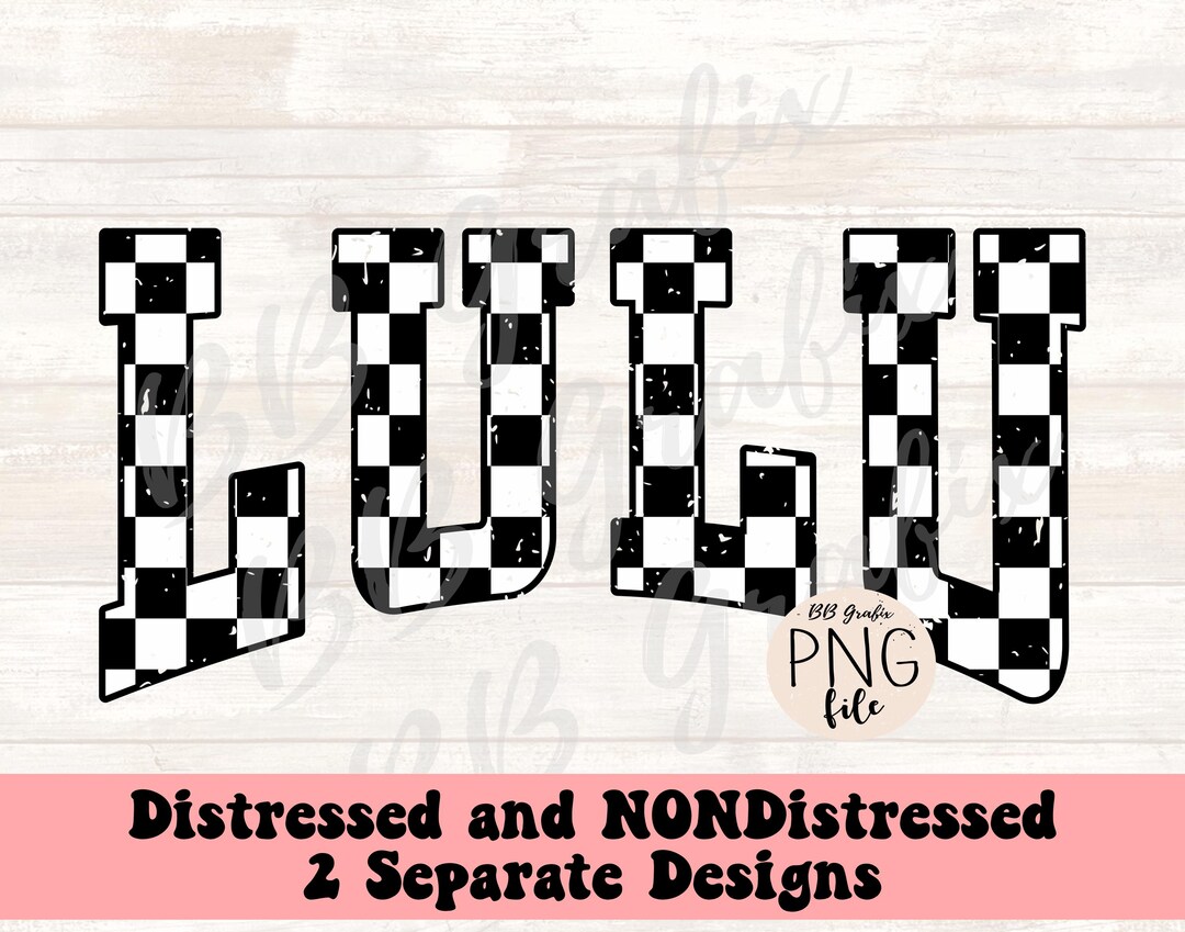 Digital Png File Lulu Distressed Checker Printable Sticker Sublimation ...