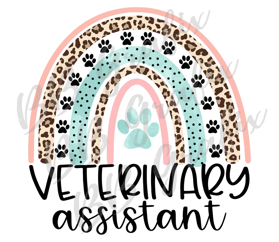 Digital Png File Veterinary Assistant Rainbow Heart Blush Leopard ...