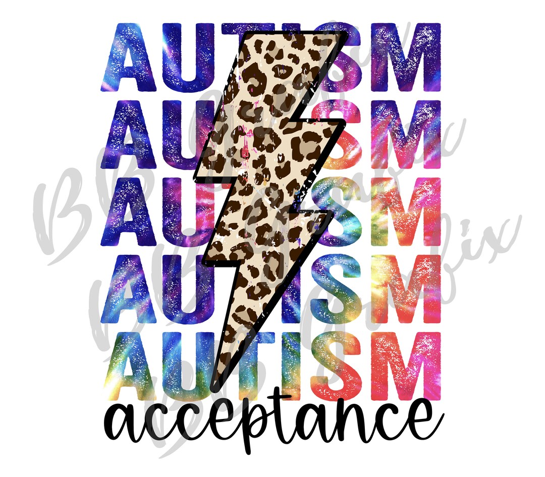 Digital Png File Autism Acceptance Stacked Distressed Tie Dye Cheetah ...