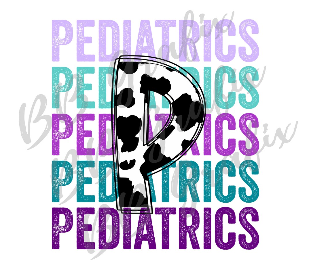 Digital Png File Pediatrics Stacked Cow Print Nurse Printable Sticker ...