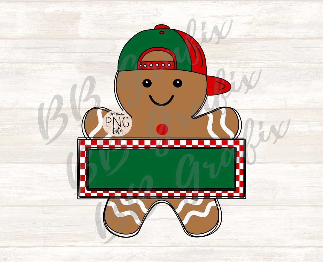 Digital Png File Gingerbread Man Boy Ball Cap Hat Kids Cute Printable ...