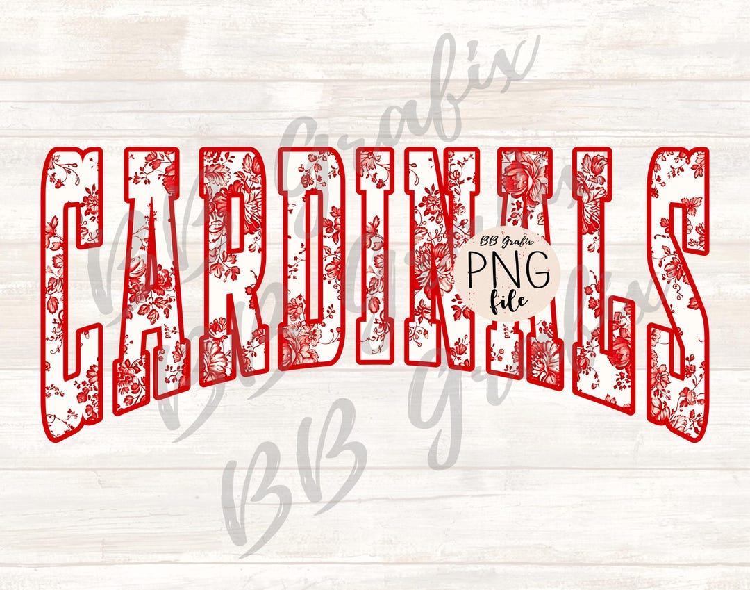 Digital Png File Cardinals Floral Toile Red Water Color Clip Art ...