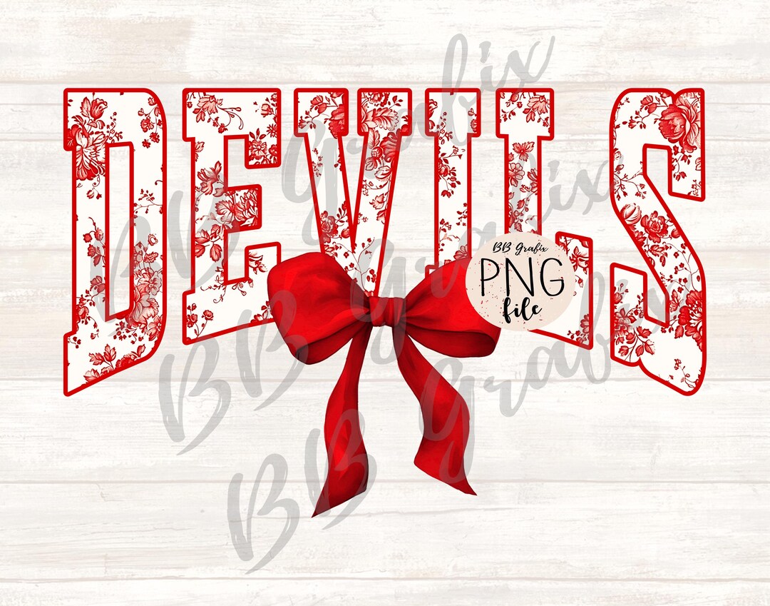 Digital Png File Devils Floral Toile Red Water Color Coquette Bow Clip ...