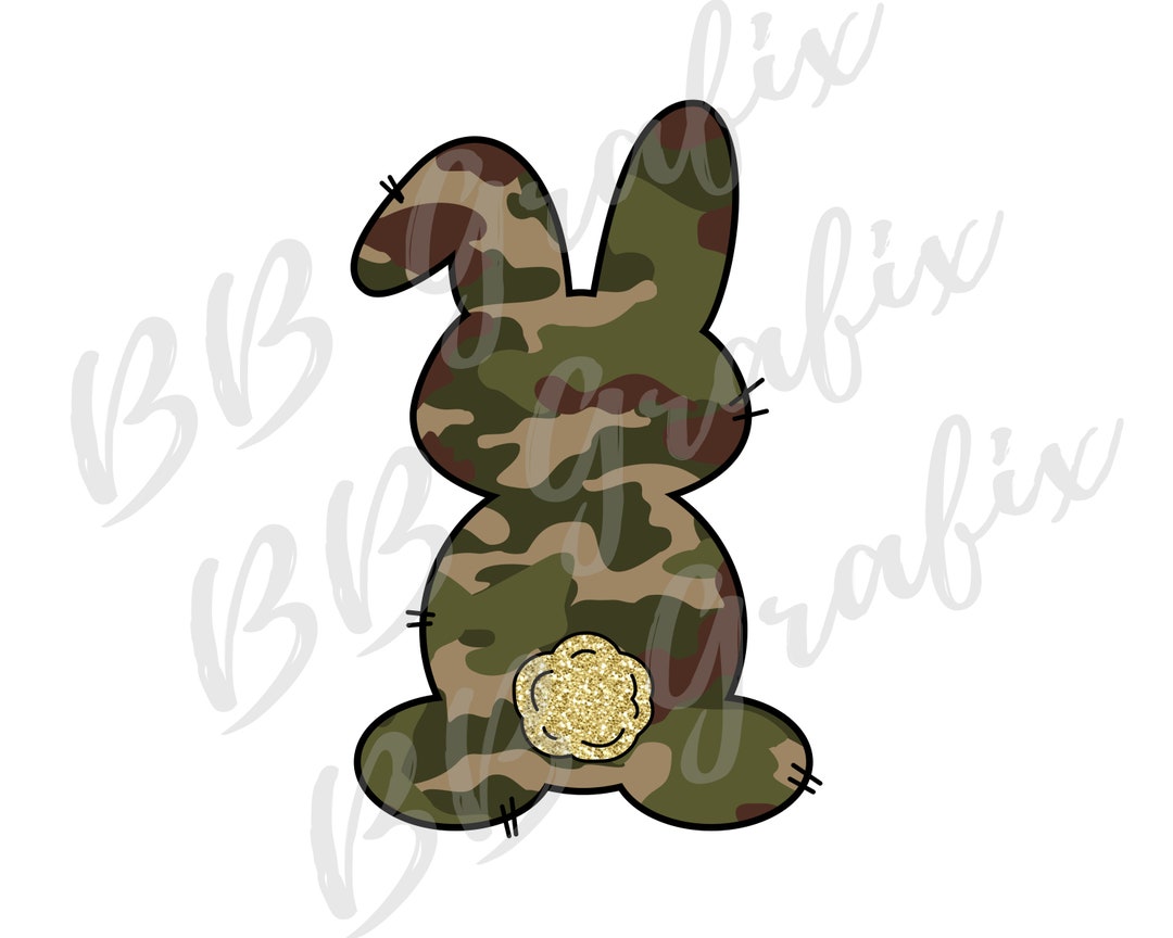 Digital Png File Bunny Rabbit Camo Camouflage, Gold Easter Clip Art ...