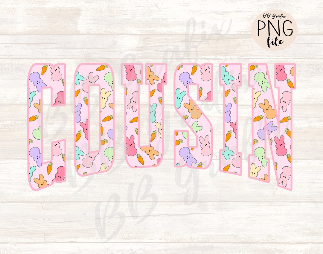 Digital Png File Cousin Easter Bunny Rabbit Carrot Pattern Spring ...