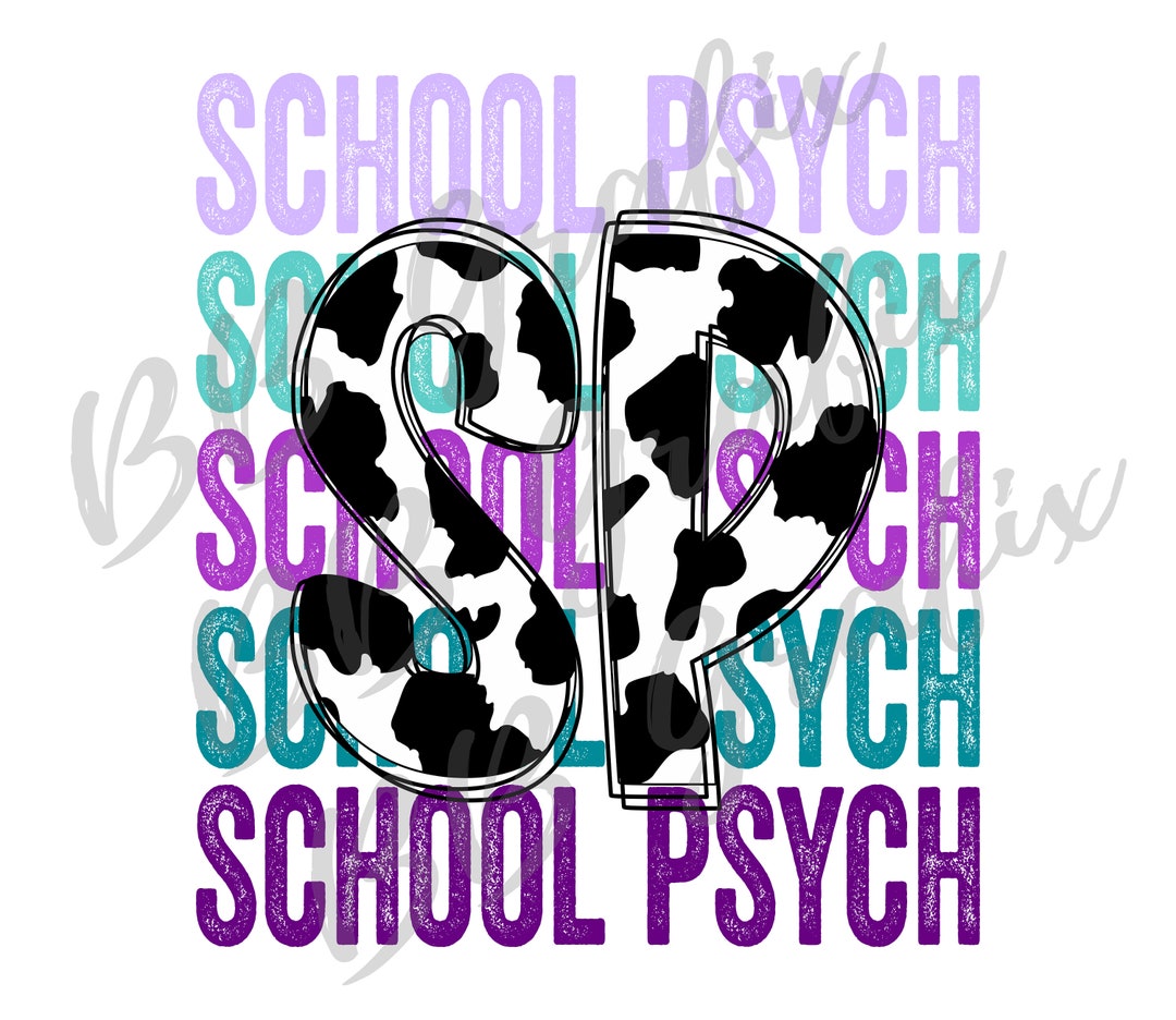Digital Png File School Psych Stacked Cow Print Back to School ...