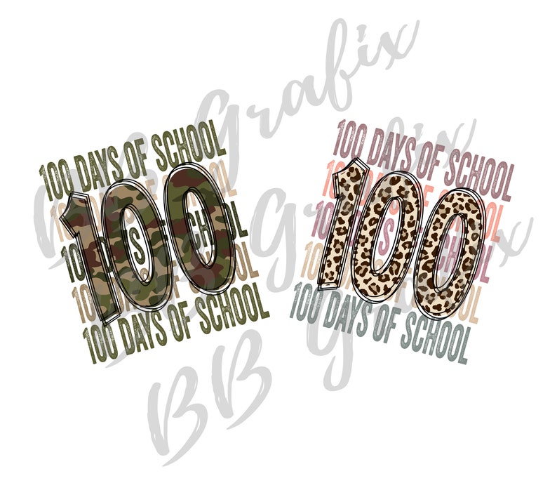Digital Png File 2 Separate Designs 100 Days of School Cheetah - Etsy