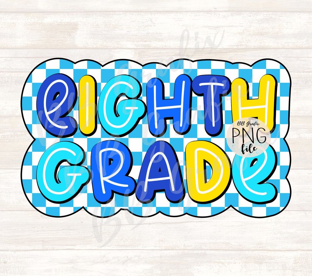 Digital Png File Eighth Grade 8 8th Checker Boy Male Blue Yellow ...