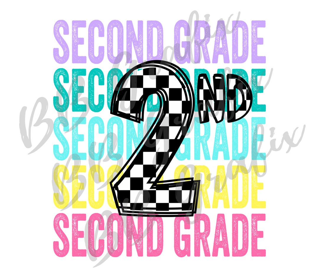 Digital Png File 2nd Grade 2 Second Stacked Checker Girl Back to School ...