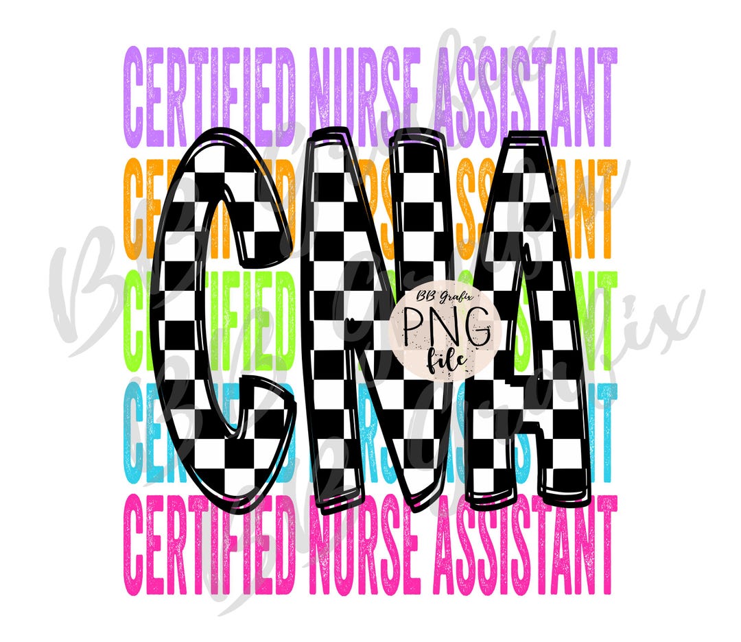 Digital Png File Certified Nurse Assistant CNA Stacked Checker ...
