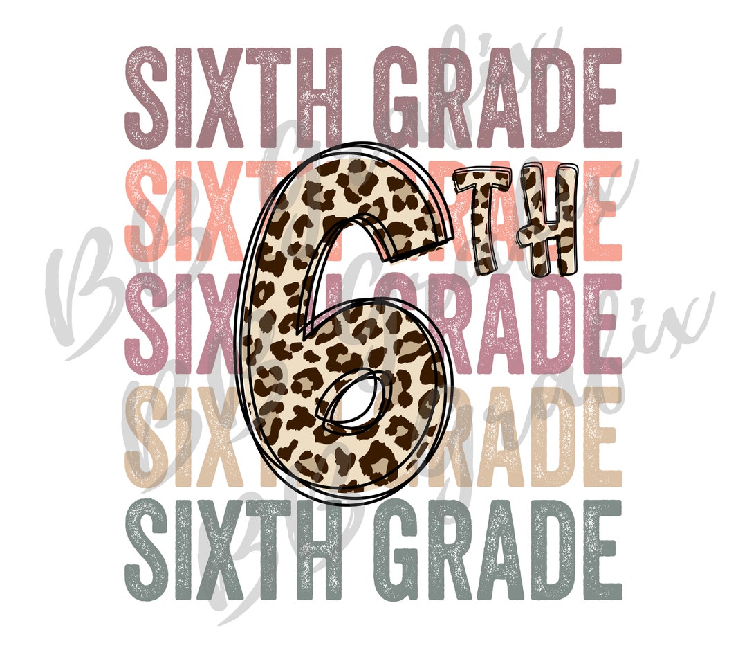 Digital Png File Sixth Grade 6th Stacked Cheetah Leopard Teacher ...