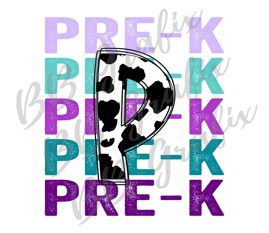 Digital Png File Pre-k Stacked Cow Print Teacher School Printable ...