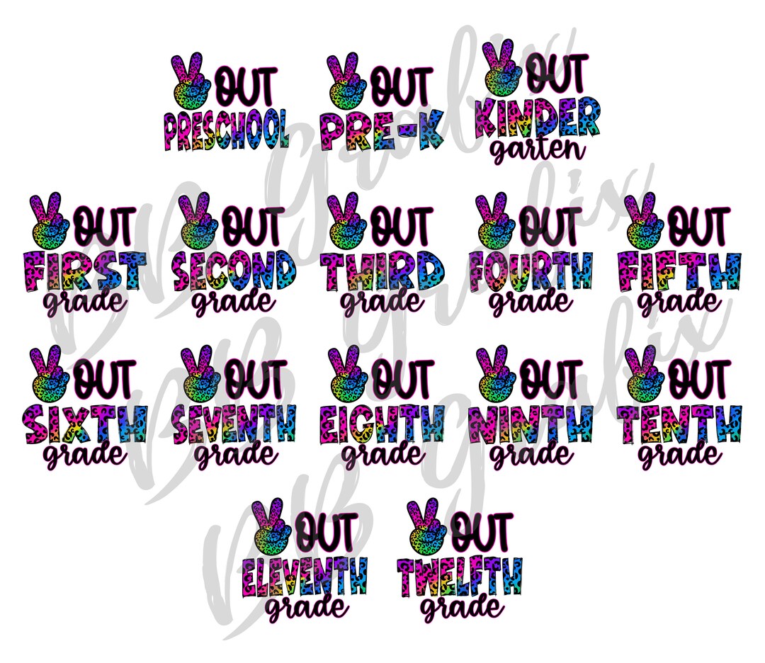 Digital Png File Peace Out Grade Levels School Stacked Cheetah Leopard ...