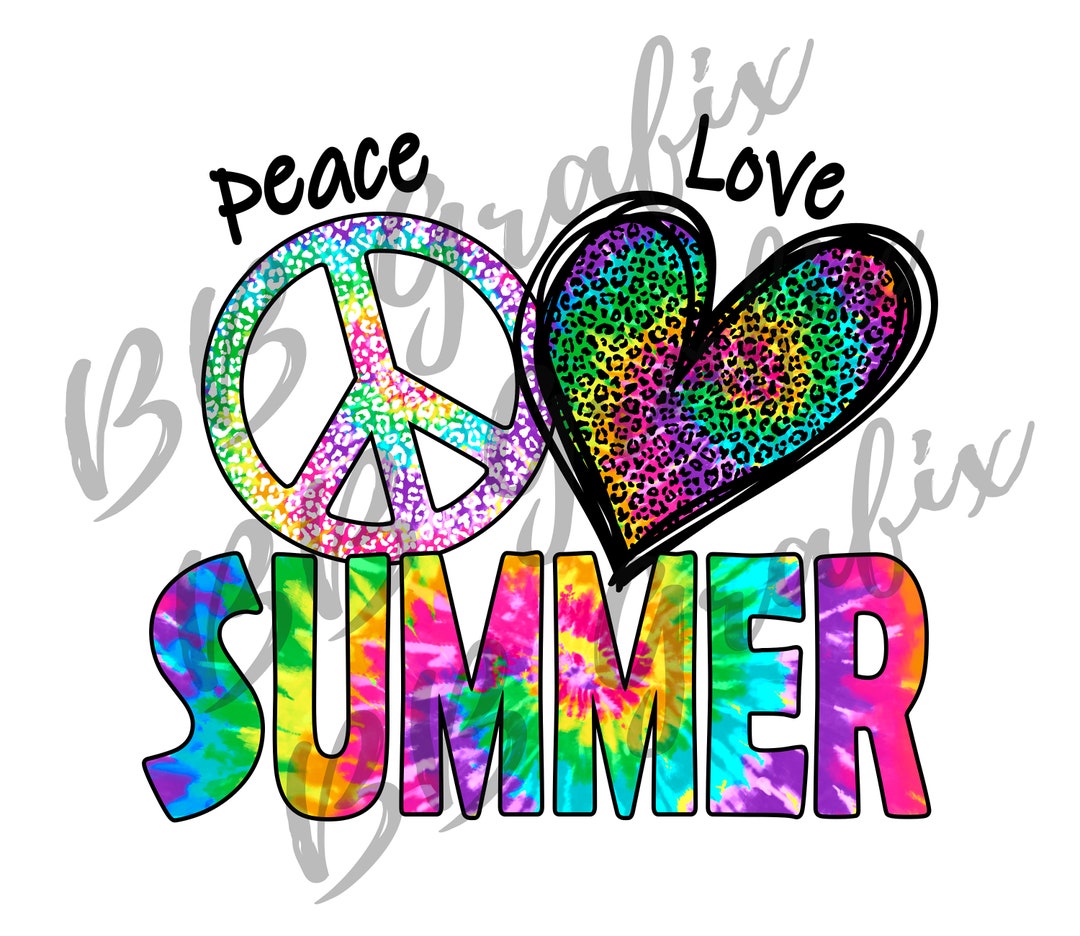 Digital Png File Peace Love Summer Tie-dye Leopard Cheetah Clip Art ...