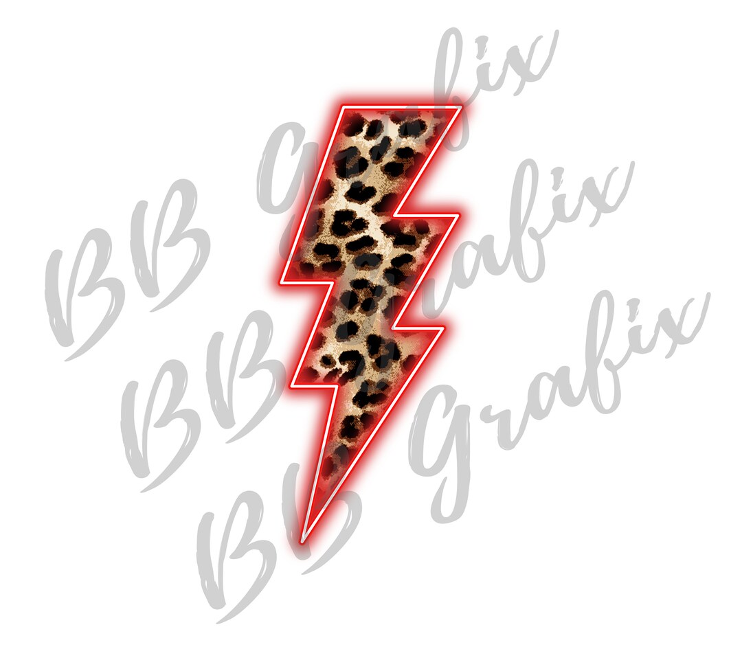 Digital Png File Red Neon Cheetah Leopard Lightning Bolt Fall Printable ...