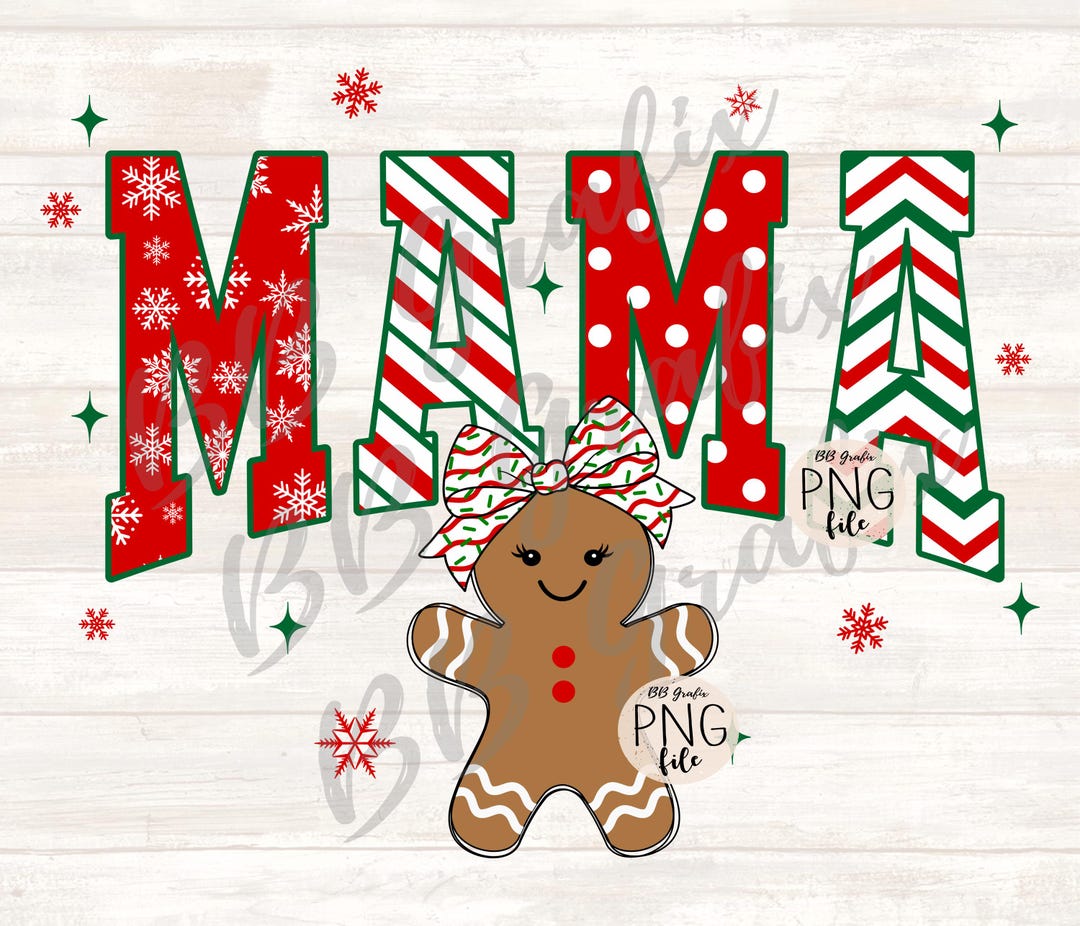 Digital Png File Mama Gingerbread Girl Bow Christmas Tree Cake ...