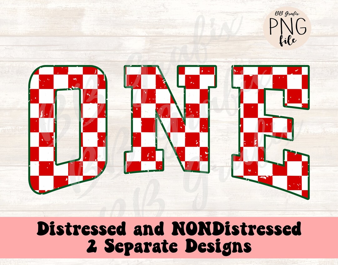 Digital Png File One Distressed Checker Retro Christmas Printable ...