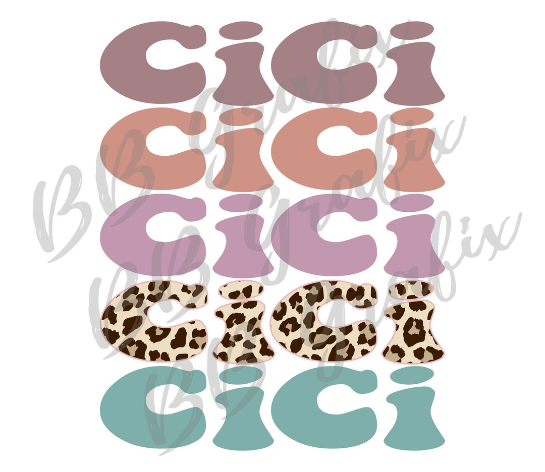 Digital Png File Cici Stacked Retro Cheetah Leopard Printable Sticker ...