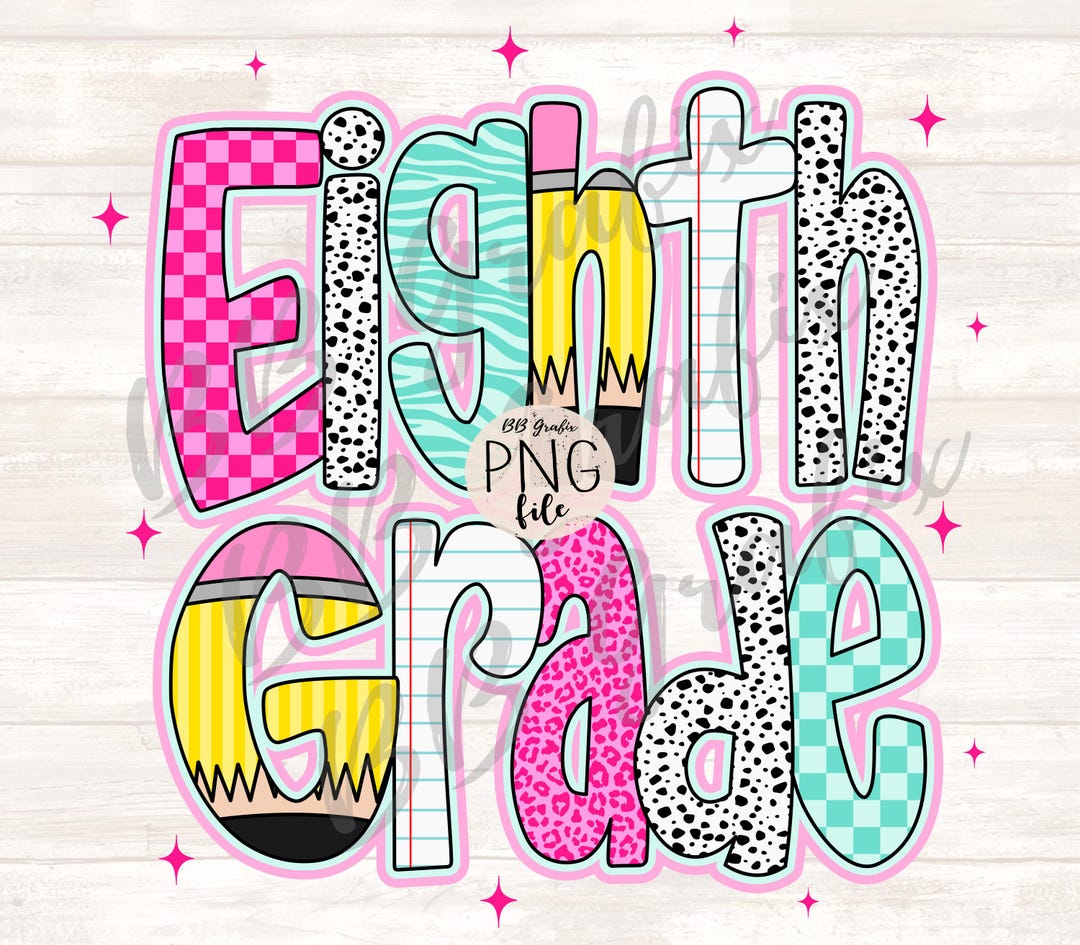 Digital Png File Eighth Grade 8 8th Dalmatian Checker Pencil Doodle ...