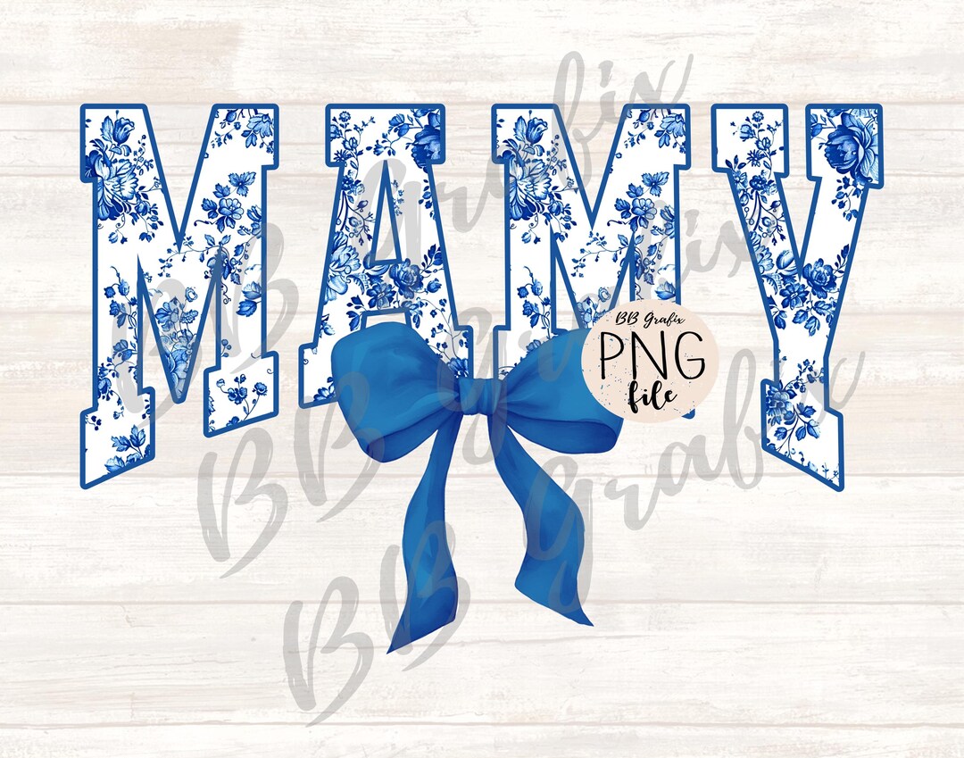 Digital Png File Mamy Floral Toile Blue Water Color Coquette Bow Clip ...