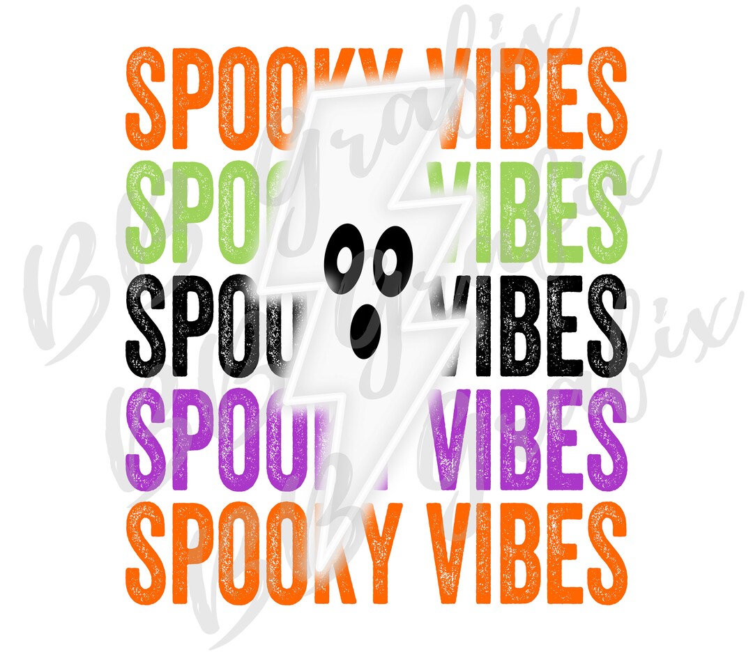 Digital Png File Spooky Vibes Ghost Neon Lightning Bolt Halloween Ghost ...