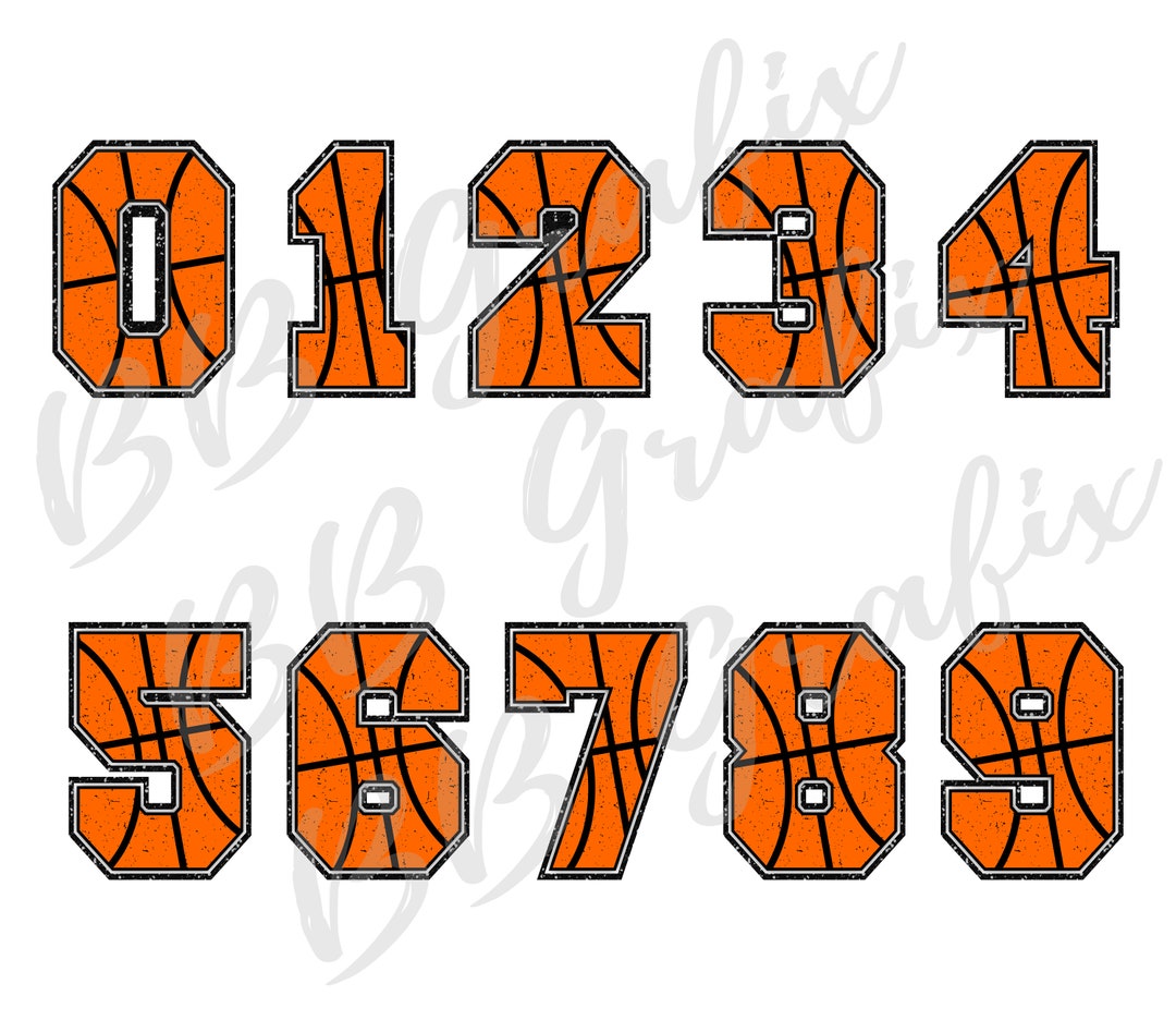 Digital Png File 10 Separate Designs Basketball Sports Ball Number 0-9 ...