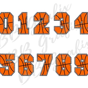 Digital Png File 10 Separate Designs Basketball Sports Ball Number 0-9 ...