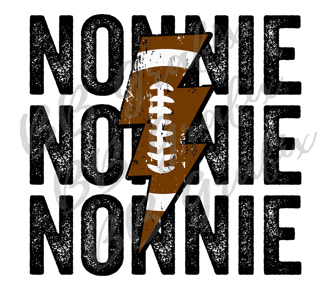 Digital Png File Nonnie Football Stacked Distressed Lightning Bolt ...
