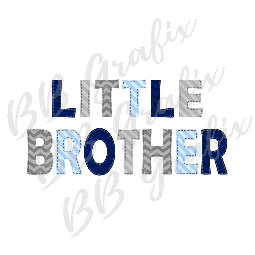 Digital Png File - Little Brother - Navy Blue, Light Blue & Grey - Baby ...